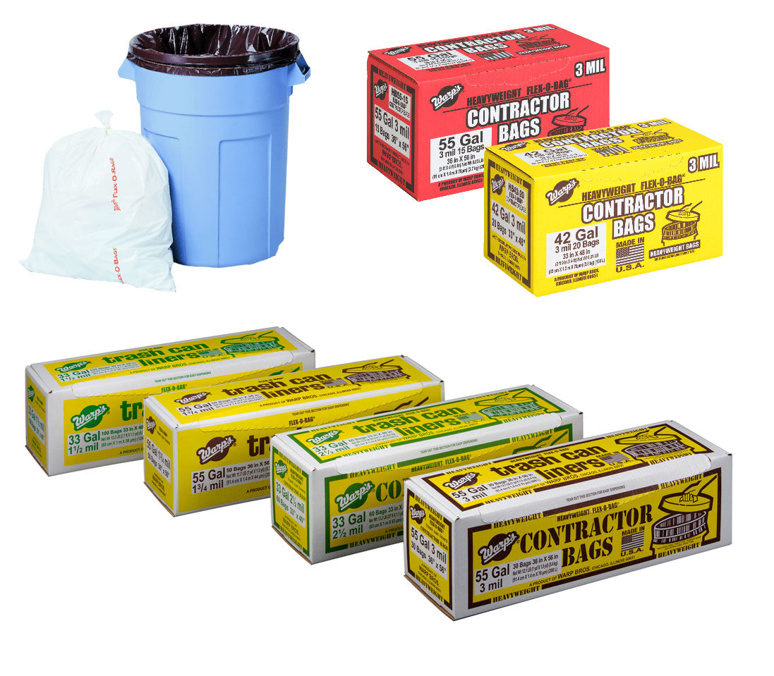 Warp Brothers Flex-O-Bag® Trash Can Liners And Contractor Bags 36" x 56" 55 Gal - Londonderry ...